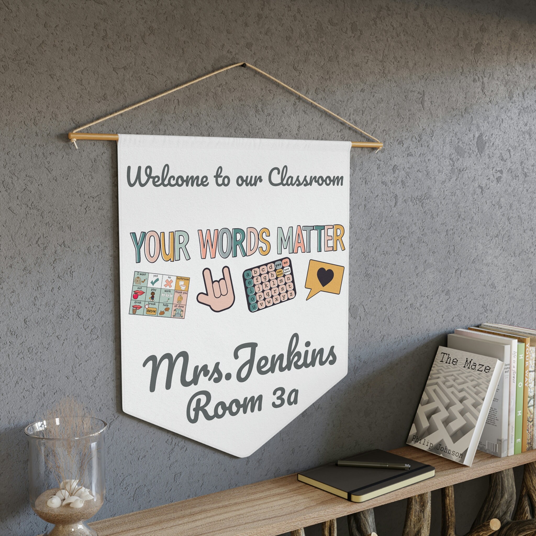 Personalized Teacher Door Sign | Your Words Matter AAC Custom Name ...