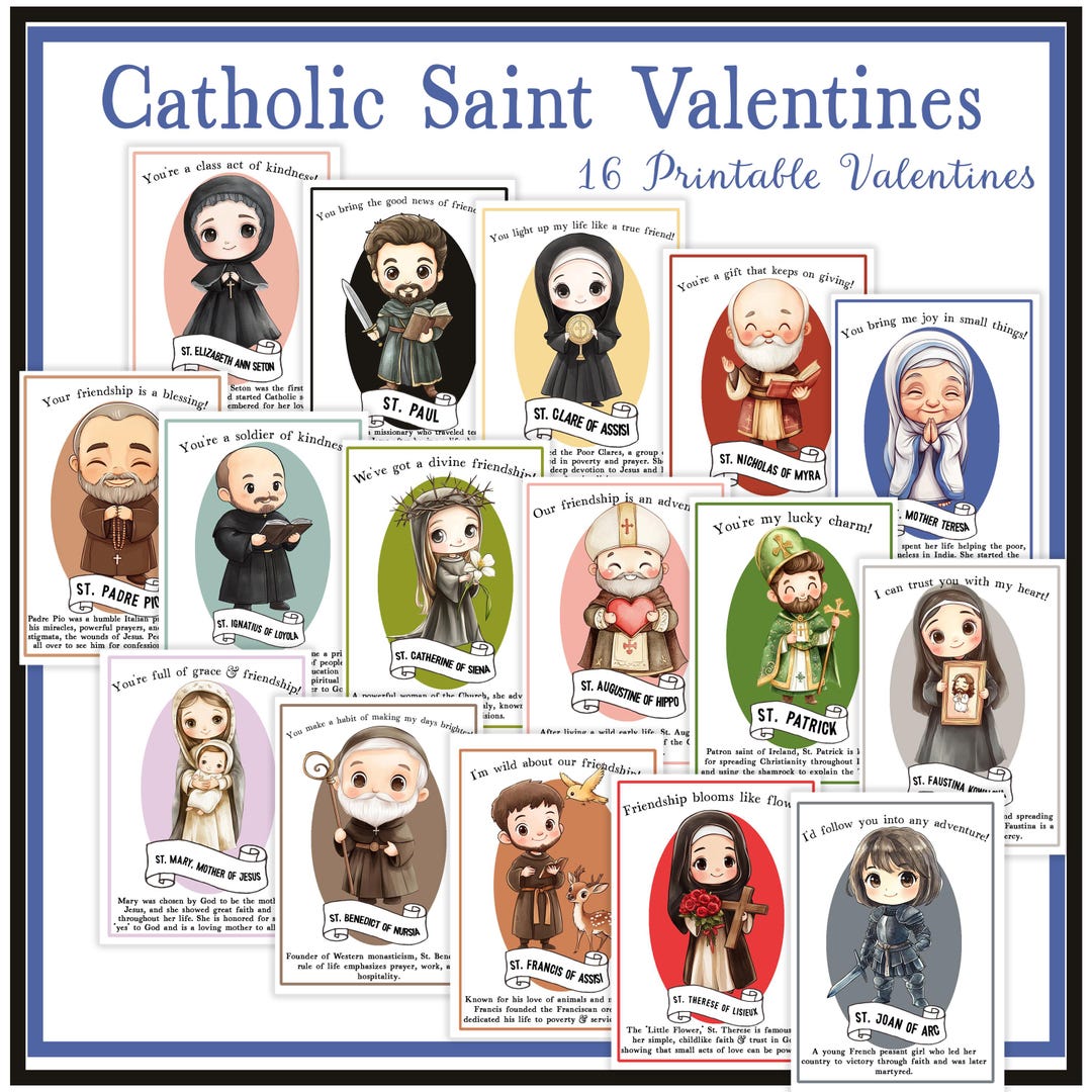 Catholic Saint Valentines Cute Religious Valentine Cards Saints ...