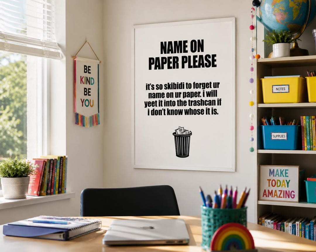 Funny Classroom Poster | High School Middle School Teacher Put Name on ...