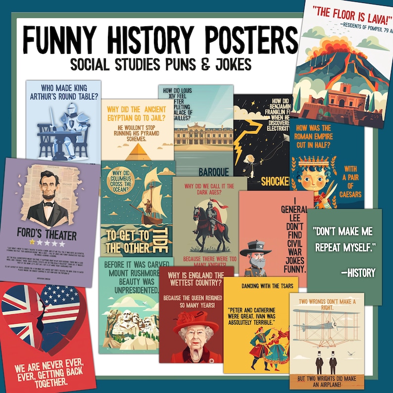 History Posters | Funny Social Studies Jokes Bulletin Board | History ...