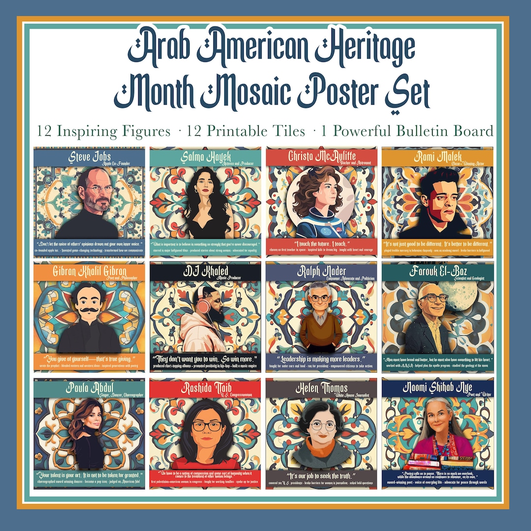 Arab American Heritage Month Bulletin Board Posters | Printable Mosaic ...