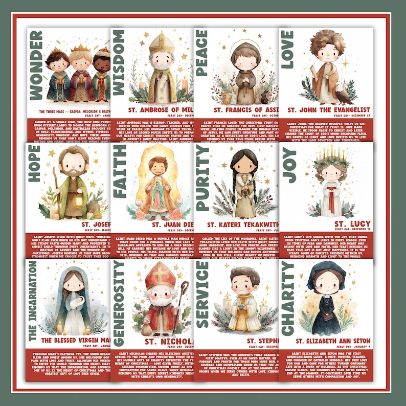 Catholic Advent & Christmas Saints Posters | Religious Bulletin Board ...