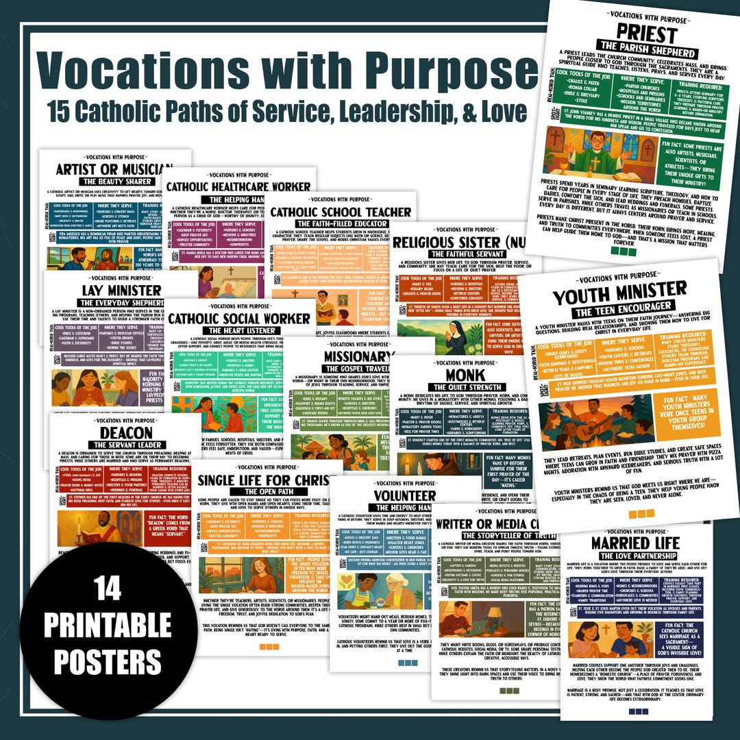 Catholic Vocations Bulletin Board Set | Vocations With Purpose Poster ...