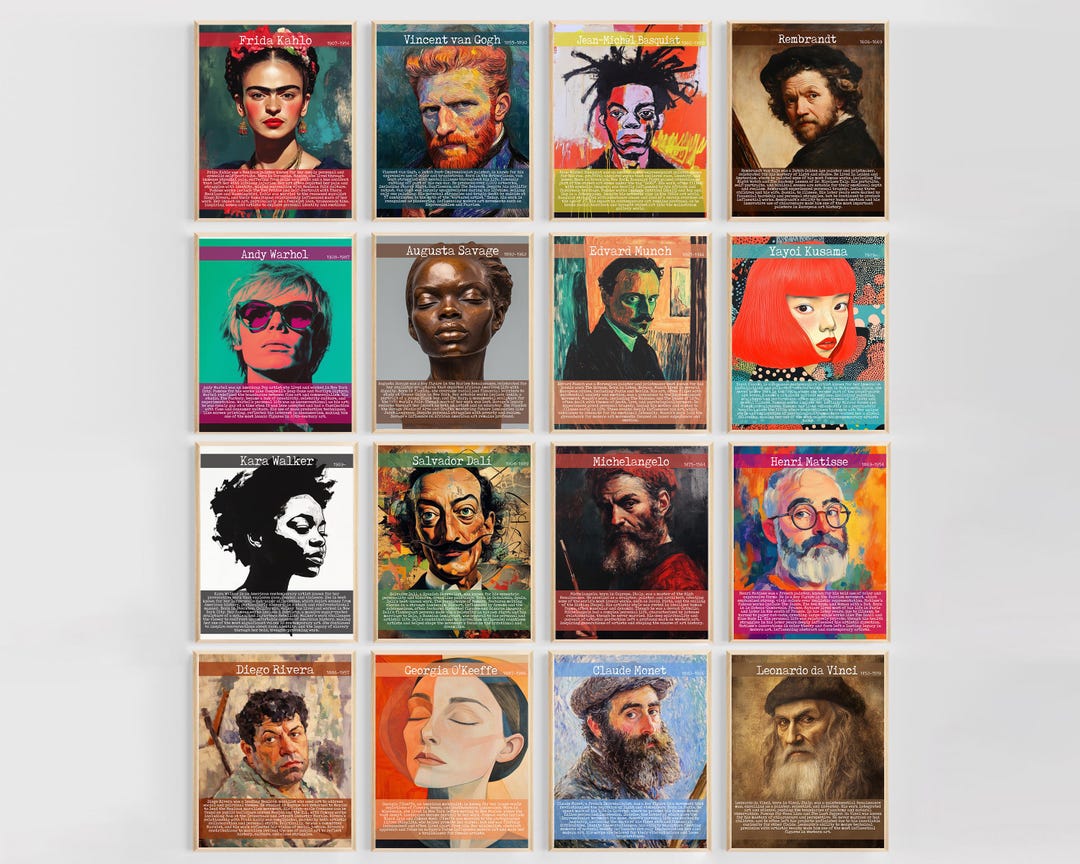 Artist Bulletin Board Poster Set | Famous Artists Posters | Art History ...