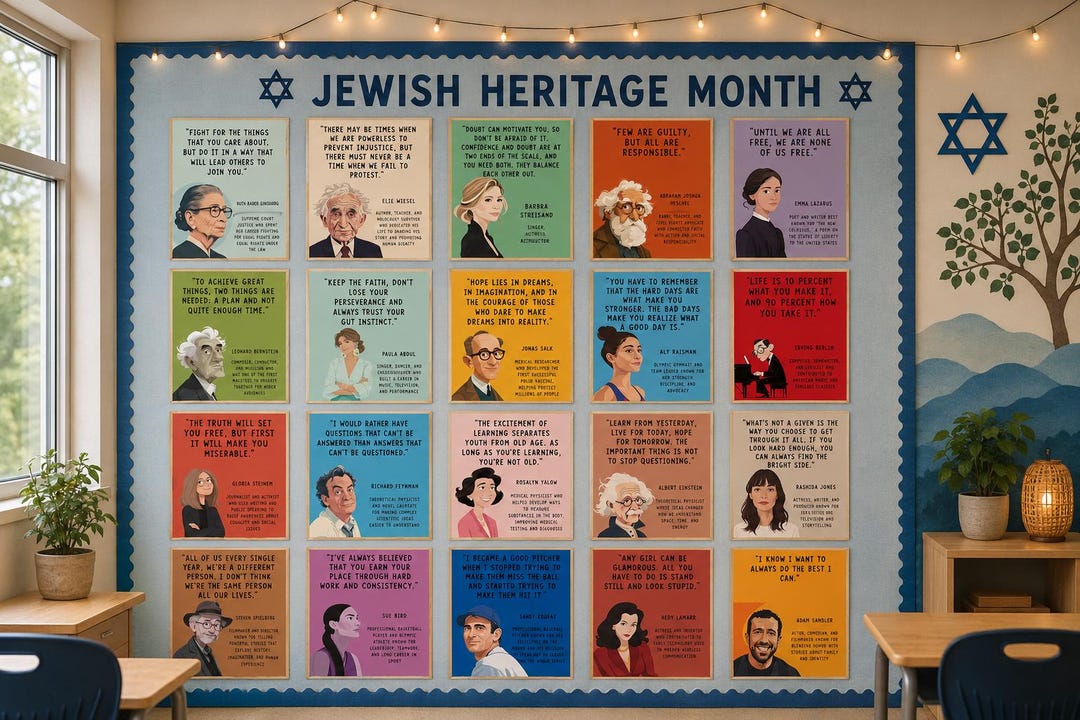 Jewish American Heritage Month Bulletin Board | May Jewish History ...