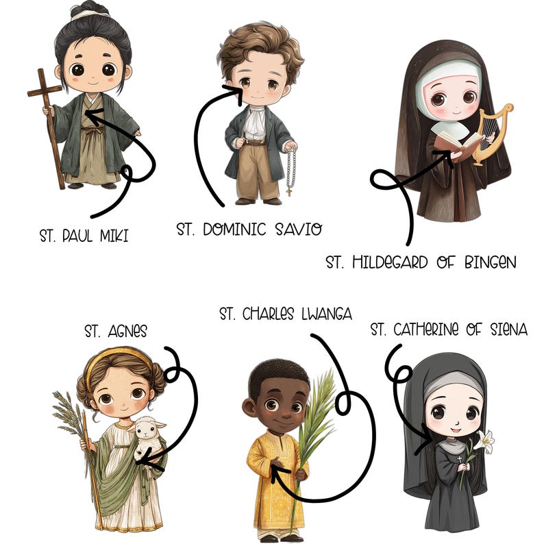 Catholic Saint Clipart for Kids | Printable Chibi Saint Pngs | Catholic ...