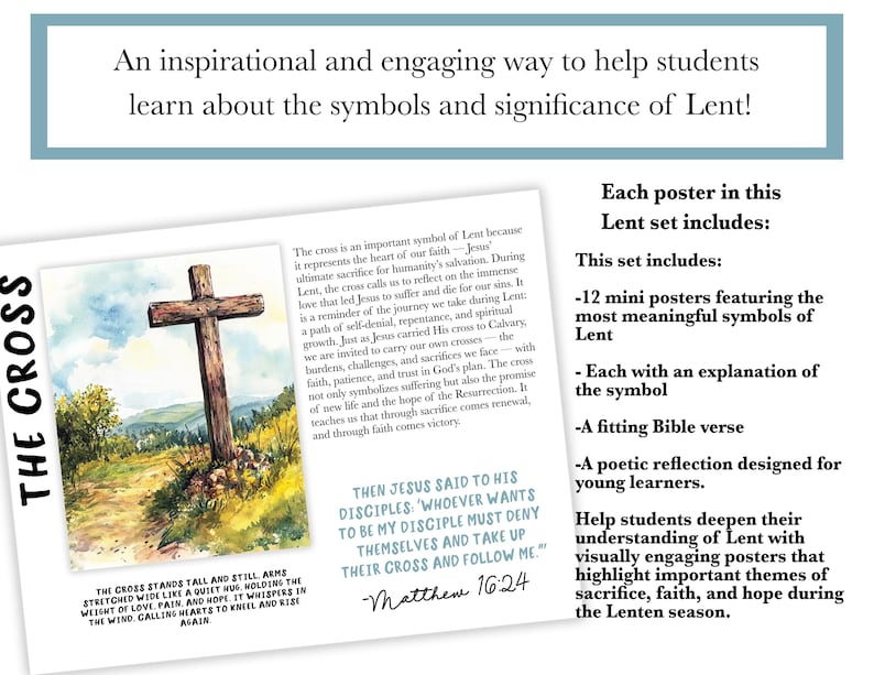 Symbols of Lent Poster Set | Catholic School Lent Bulletin Board Decor ...