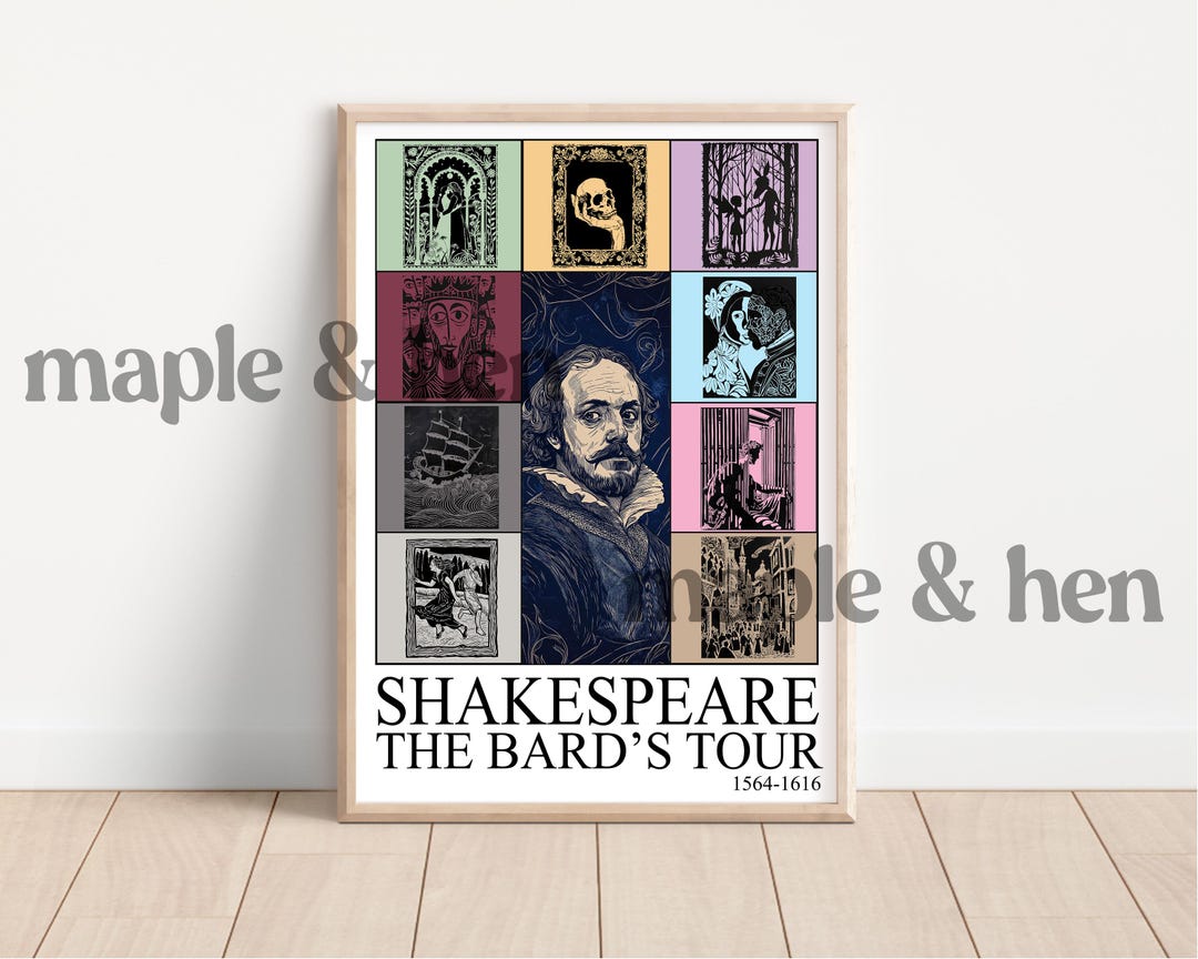 Shakespeare Poster | William Shakespeare Bard Eras Decor | Digital ...