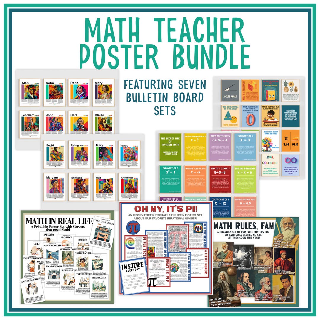 Math Teacher Classroom Decor Bundle | Math Poster Bulletin Boards ...