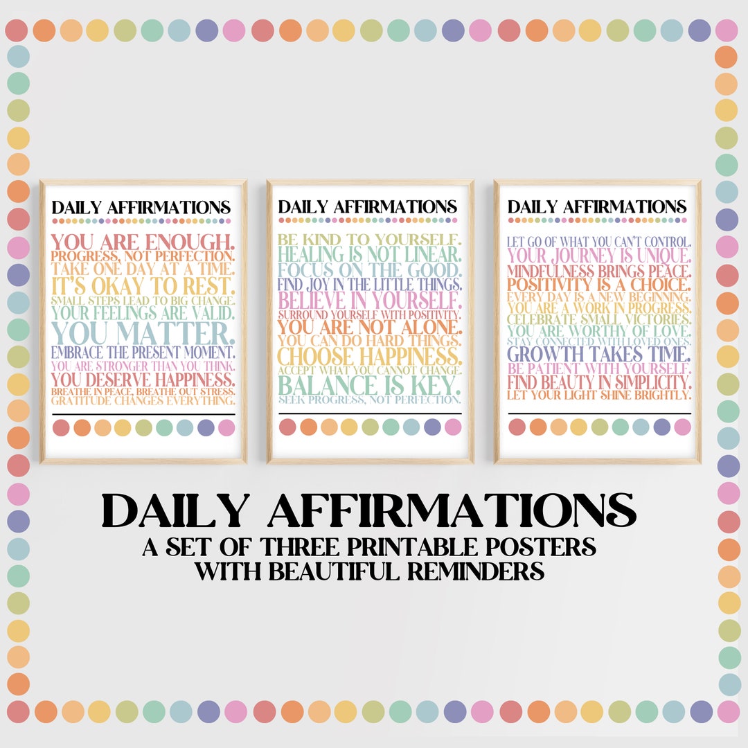 Mental Health Posters | Daily Affirmations Printable Digital Art ...