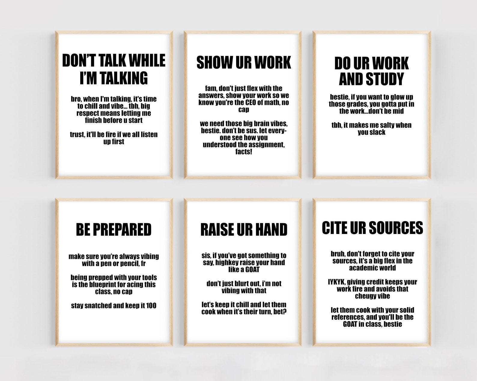 Funny Slang Classroom Posters | Drip High School Middle School Teacher ...