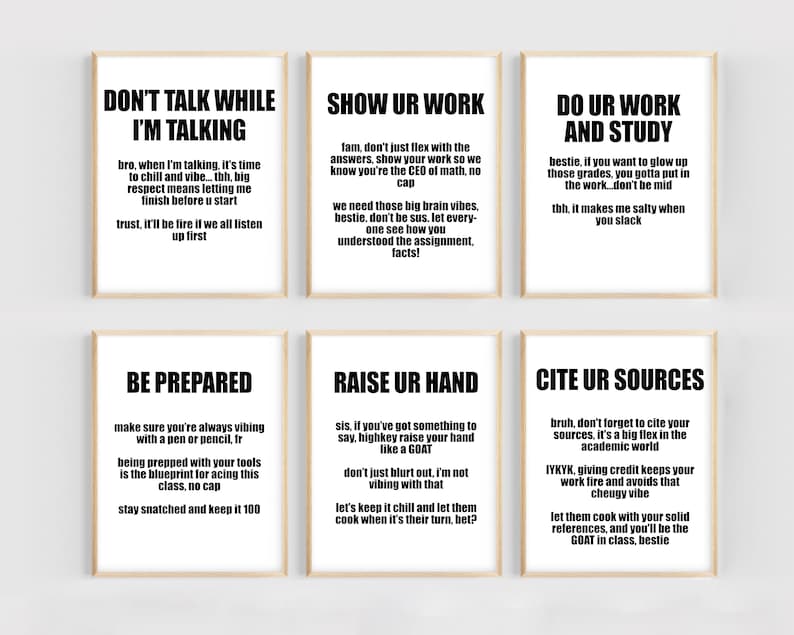 Funny Slang Classroom Posters | Drip High School Middle School Teacher ...