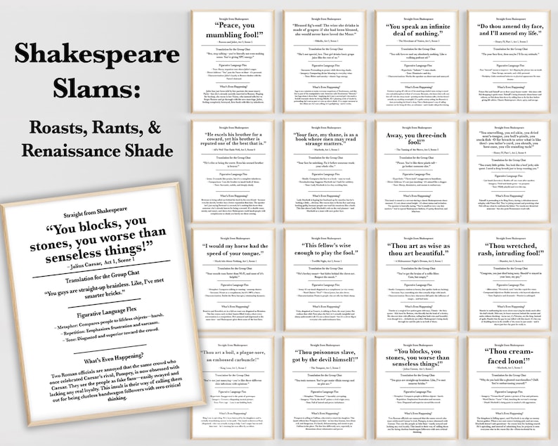 Shakespeare Insult Posters for ELA Classrooms | Funny Literary Wall Art ...