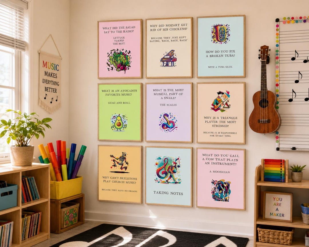 Music Posters | Funny Music Puns Poster Set | Music Teacher Bulletin ...