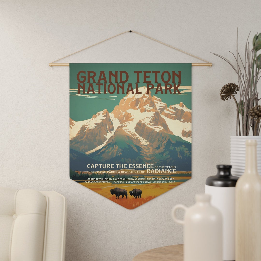 Grand Teton National Park Pennant | Wyoming Tetons NP Room Decor ...