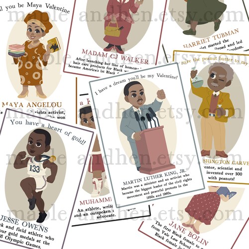 Black History Valentine Cards African American Printable - Etsy
