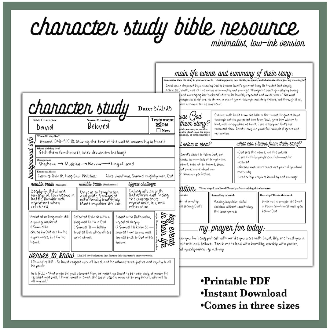 Bible Character Study Guide | Printable Christian Bible Study ...