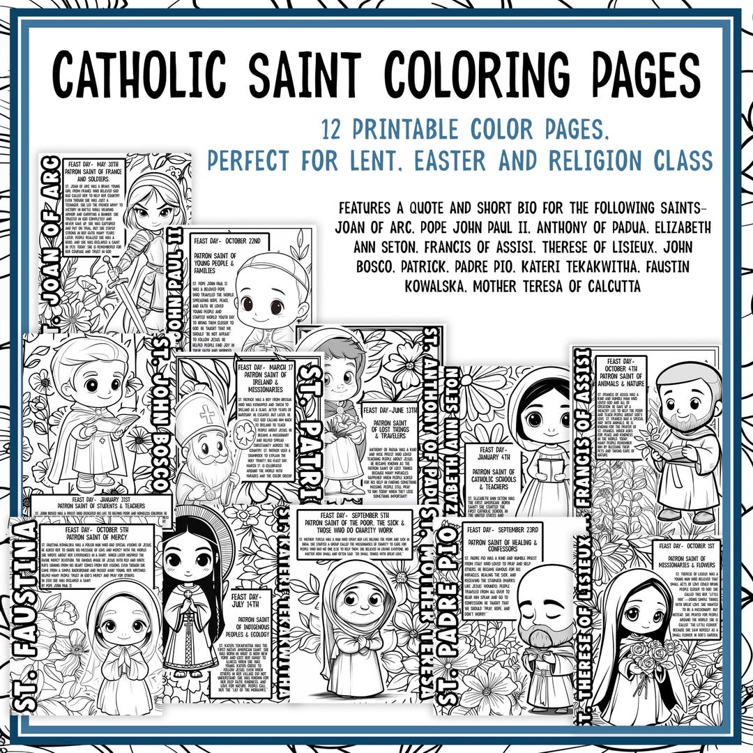 Catholic Saints Coloring Pages | Lent Activities for Kids | Catholic ...
