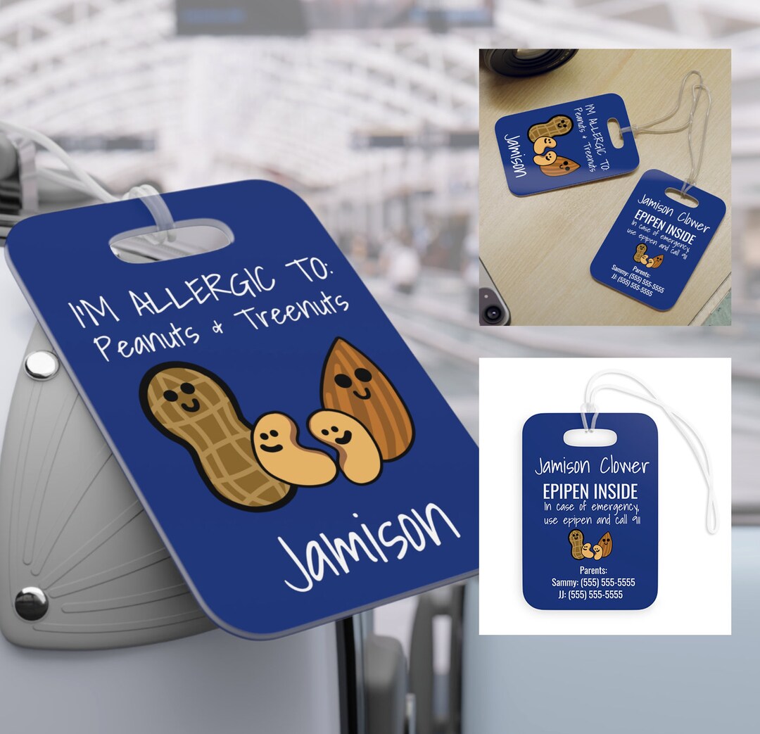 Food Allergy Alert Tag | Kids Allergies 911 Custom Backpack Tags | Bag ...