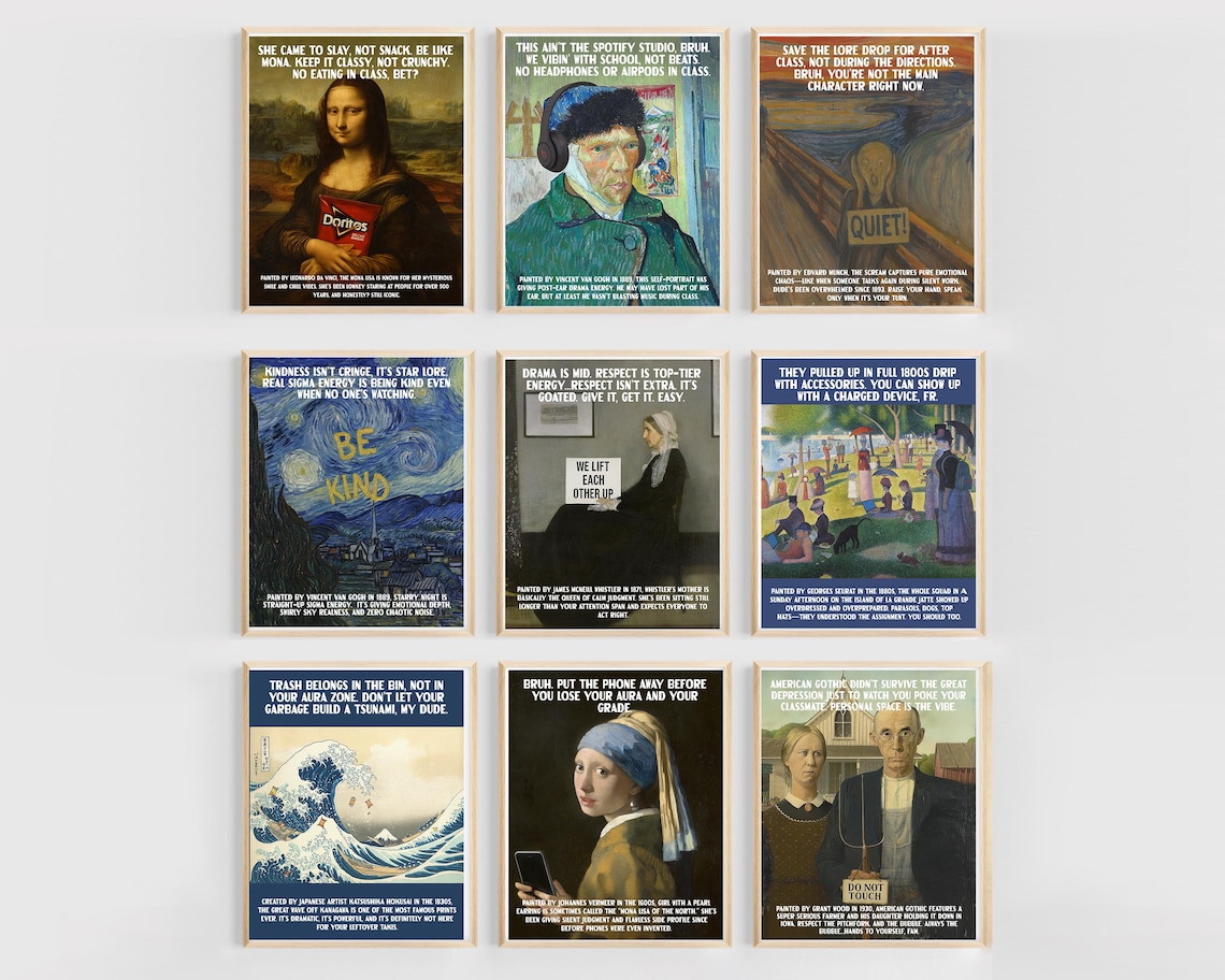 Classroom Rules Art History Poster Set | Gen Alpha Funny Slang Back to ...