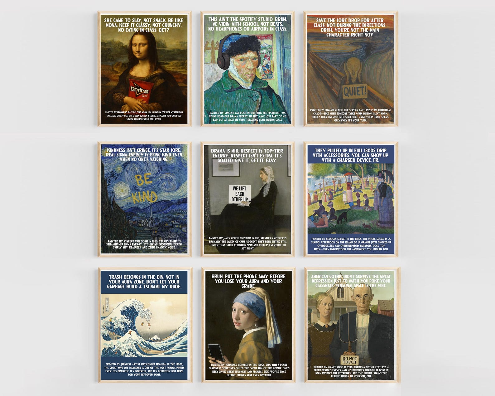 Classroom Rules Art History Poster Set | Gen Alpha Funny Slang Back to ...