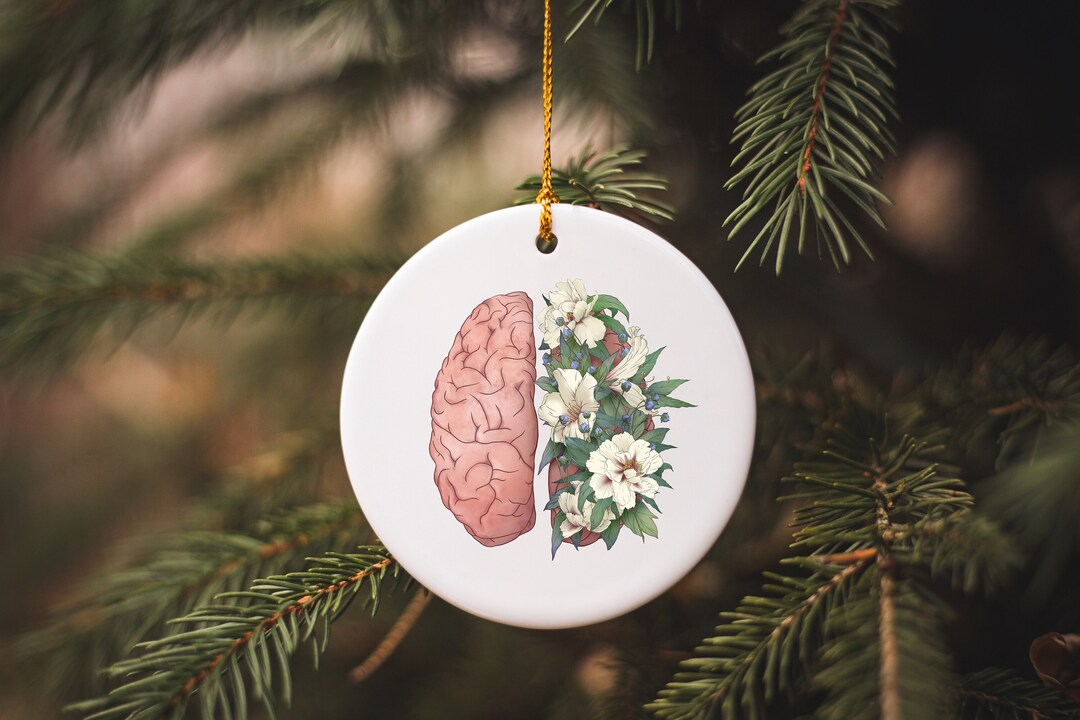 Floral Brain Anatomy Christmas Tree Ornament | Doctor Surgeon Holiday ...