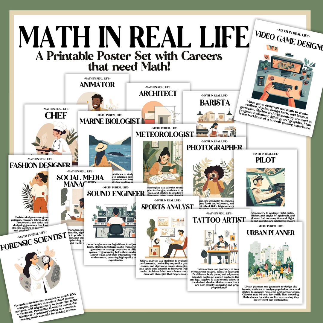 Math Career Posters | Careers That Need Math Bulletin Board Set | Math ...