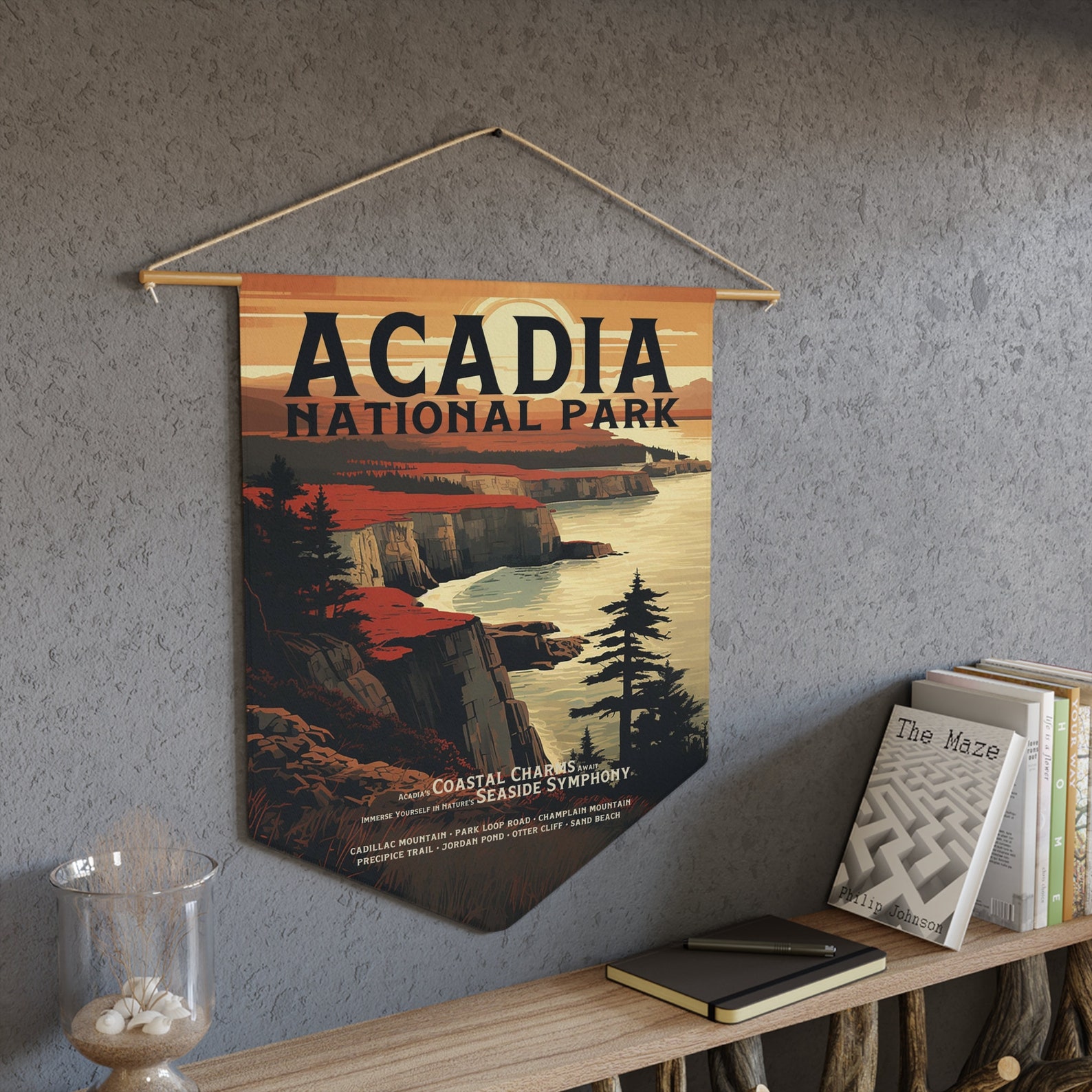 Acadia National Park Pennant | Acadia Maine Room Decor | National Parks ...