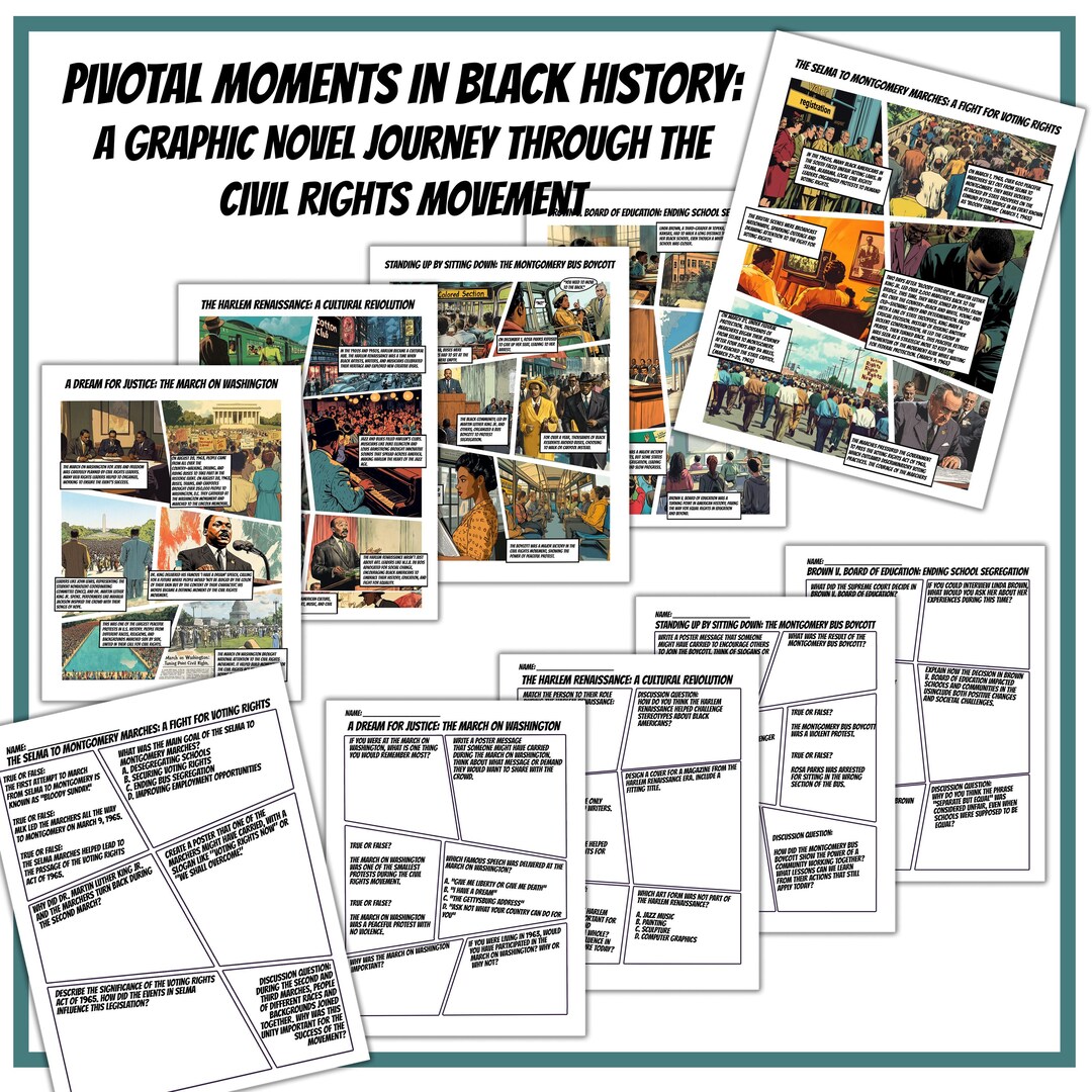Graphic Novel Black History Month Lessons Civil Rights, Harlem ...