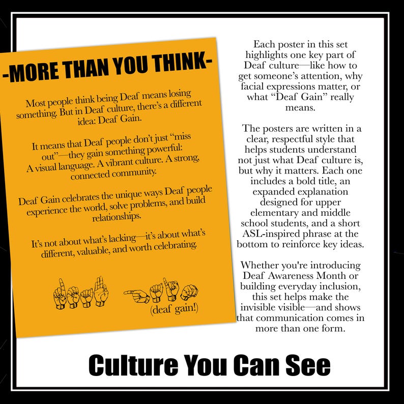 Deaf Culture 101 Posters | Deaf Awareness Month Bulletin Board Set ...