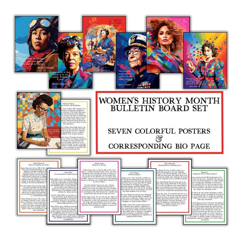 Women's History Month Bulletin Board Set Posters | International Women ...