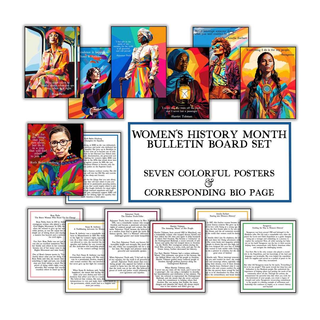 Women's History Bulletin Board Set | Women's Month Poster and Biography | Suffrage Movement ...
