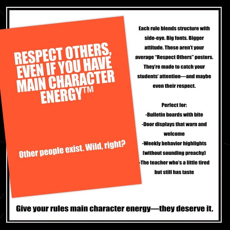 Funny Classroom Rules Posters | Gen Alpha Humor for Middle School | 12 ...