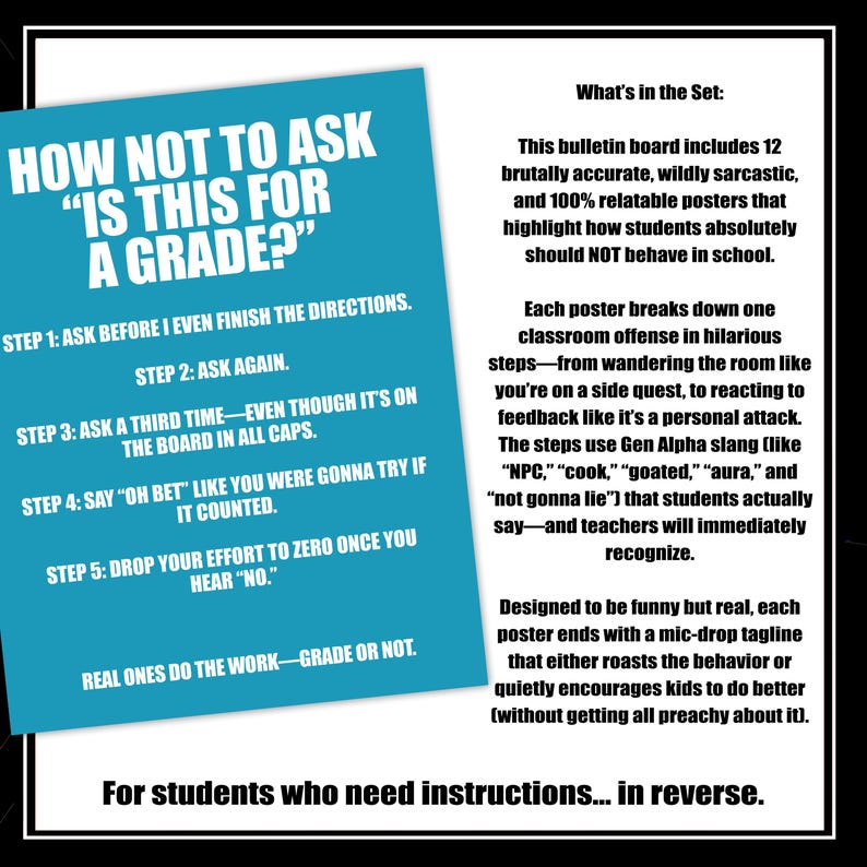 Gen Alpha Slang Funny Bulletin Board | the Sigma Guide to Doing School ...