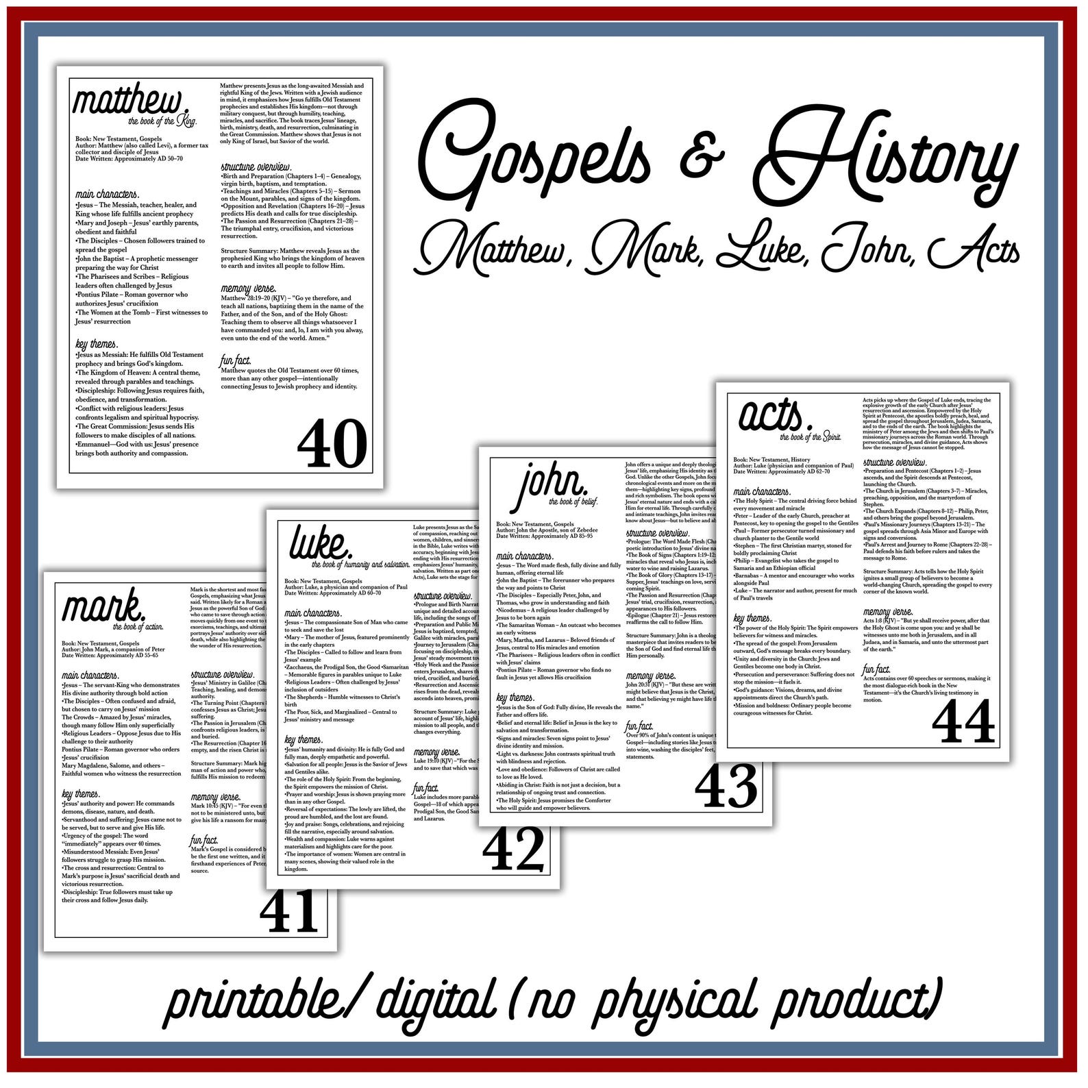 Bible Book Summary Guide | Printable Books of the Bible Study Guide ...