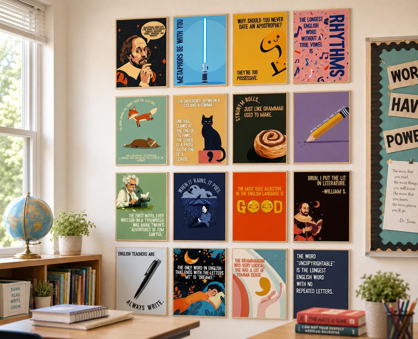 English Classroom Posters | Funny ELA Jokes Bulletin Board | Grammar ...