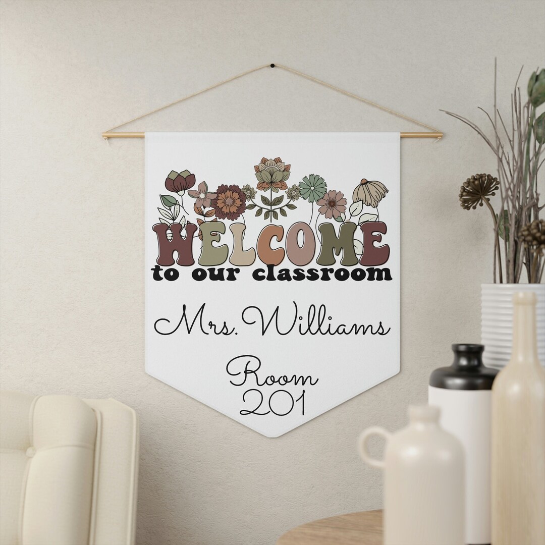 Personalized Teacher Door Sign Custom Name Classroom Door Pennant ...