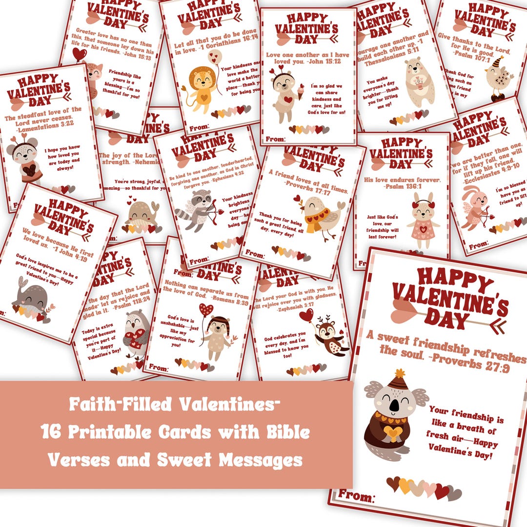 Printable Christian Valentines for Kids | Faith-based Cards With Bible ...