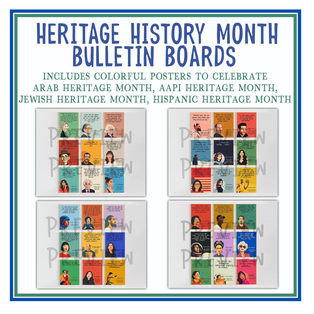 Heritage Month Quotes Bulletin Board Posters | Arab American, Hispanic ...