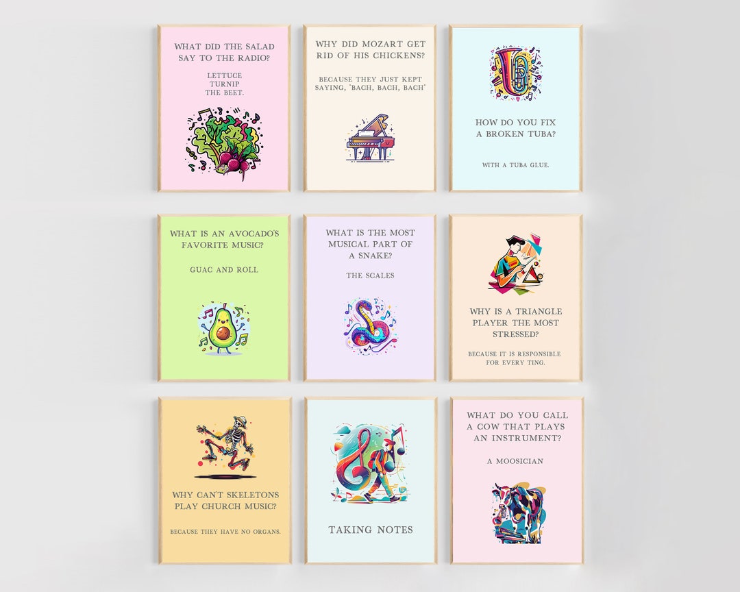 Music Posters | Funny Music Puns Poster Set | Music Teacher Bulletin ...