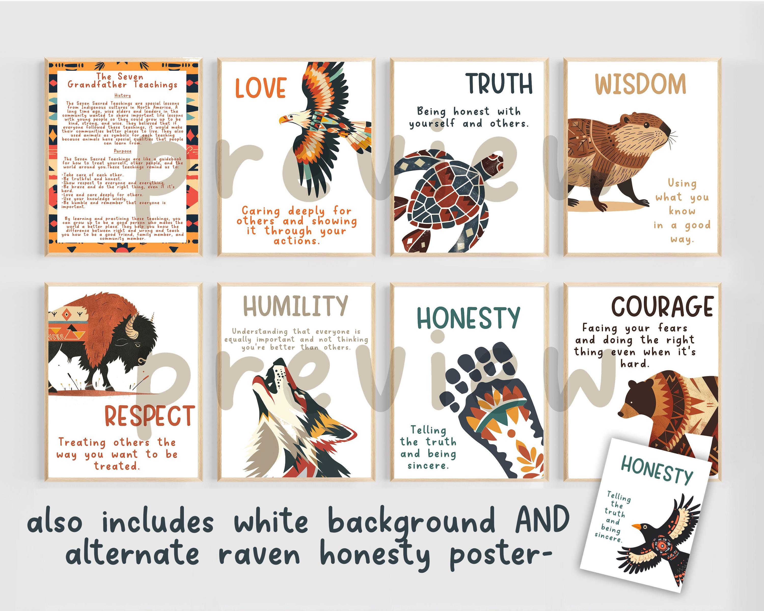 7 Sacred Teachings for Kids | Seven Grandfather Teachings Posters ...
