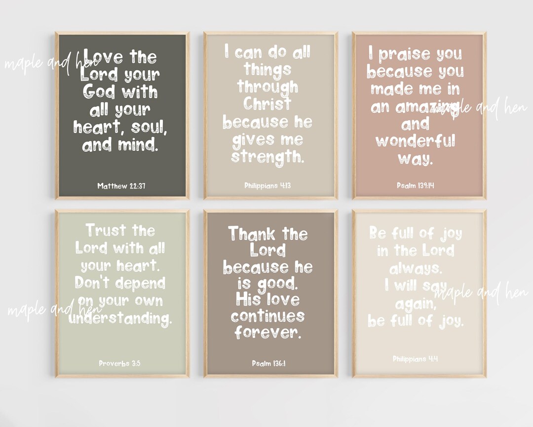 Kids Bible Verse Posters | Children's Sunday School Scripture Bulletin ...