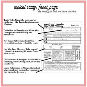 Topical Bible Study Worksheet | Printable Faith-based Study Template ...