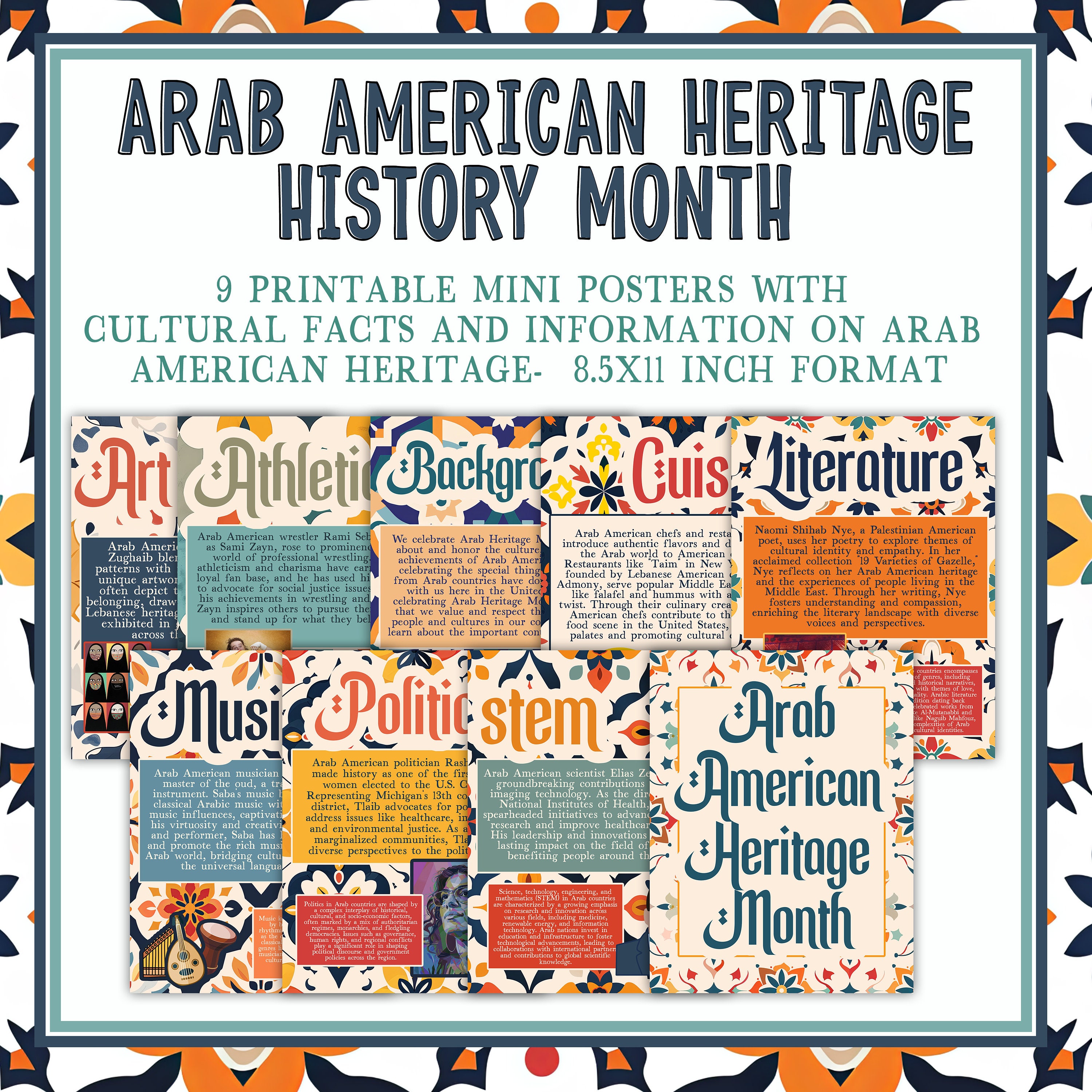 Heritage Month Poster Bundle | History Month Bulletin Board Sets | Arab ...