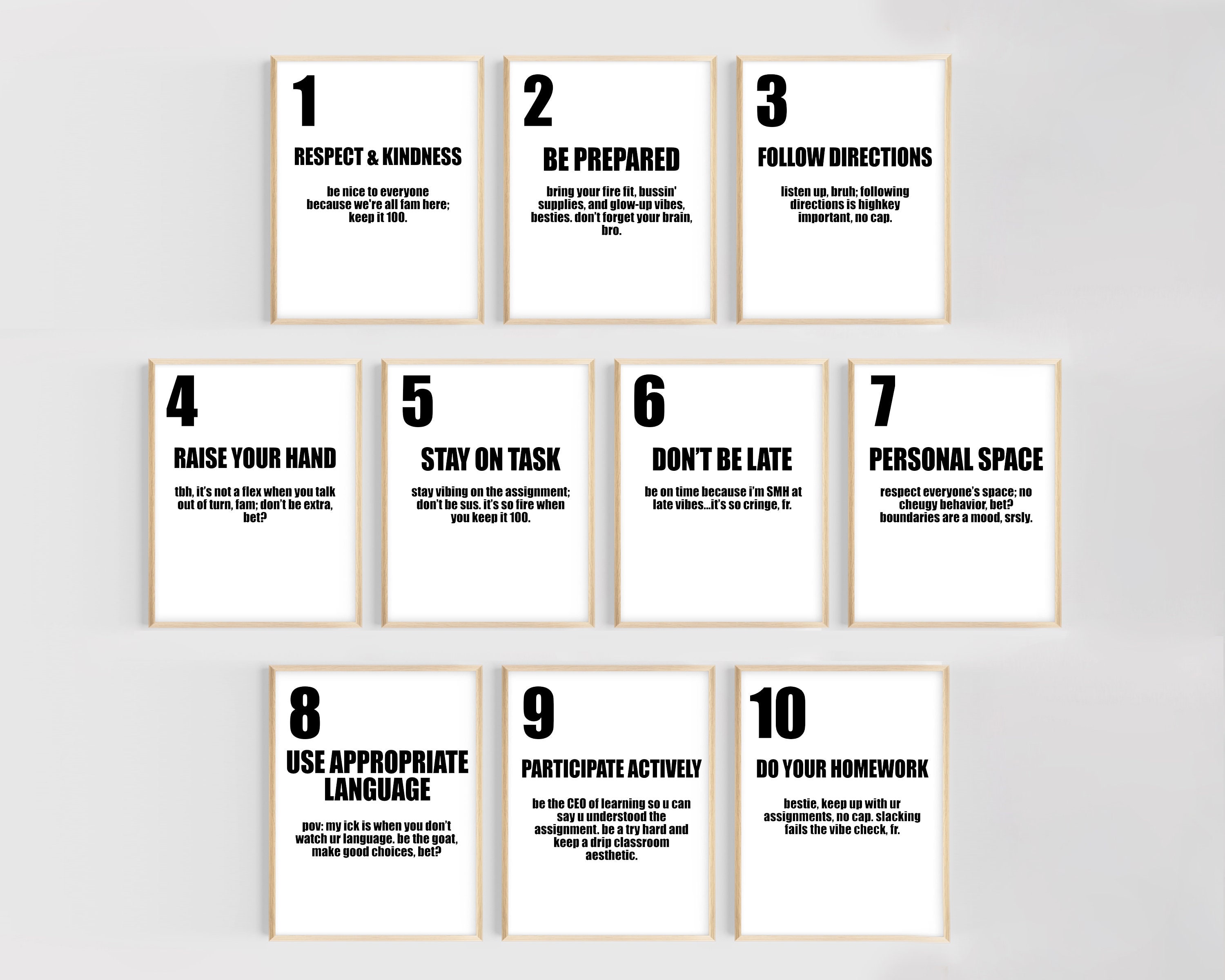 Funny Classroom Rules Posters | High School Middle School Teacher Back ...