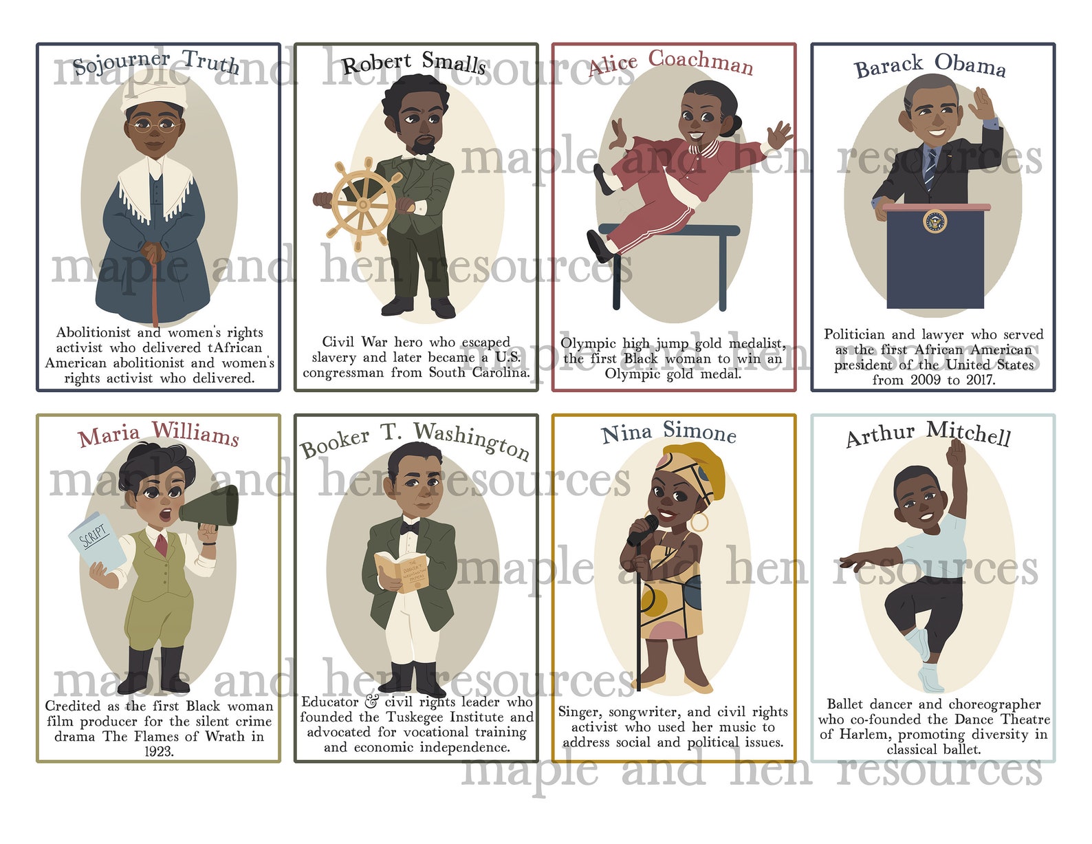 Black History Flash Cards Set 2, Printable US African American Black ...