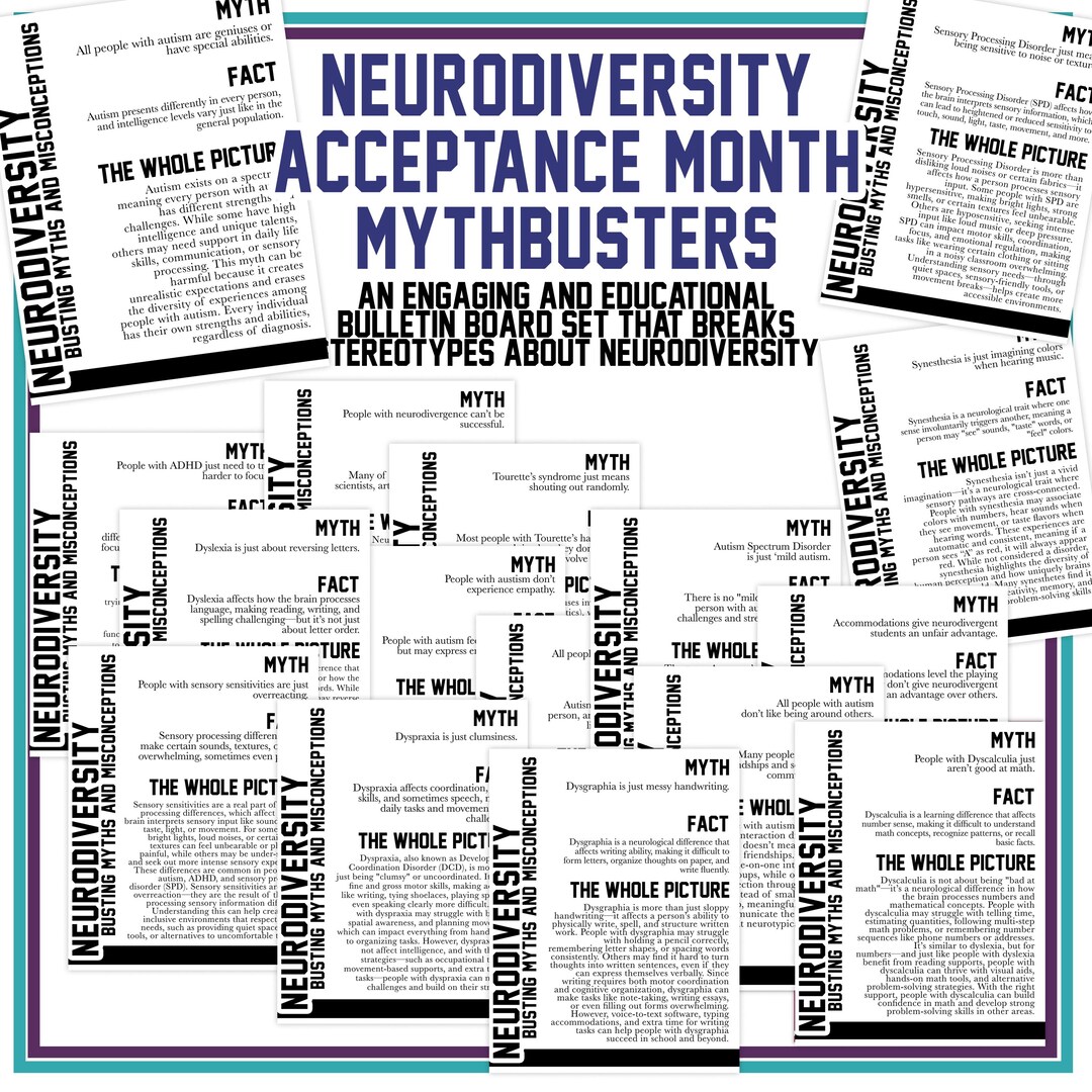Neurodiversity Myth Vs. Fact Bulletin Board Set | Neurodiversity ...