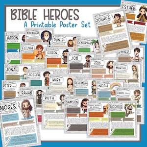 Bible Heroes Study for Kids | Bible Characters Poster Bulletin Board ...