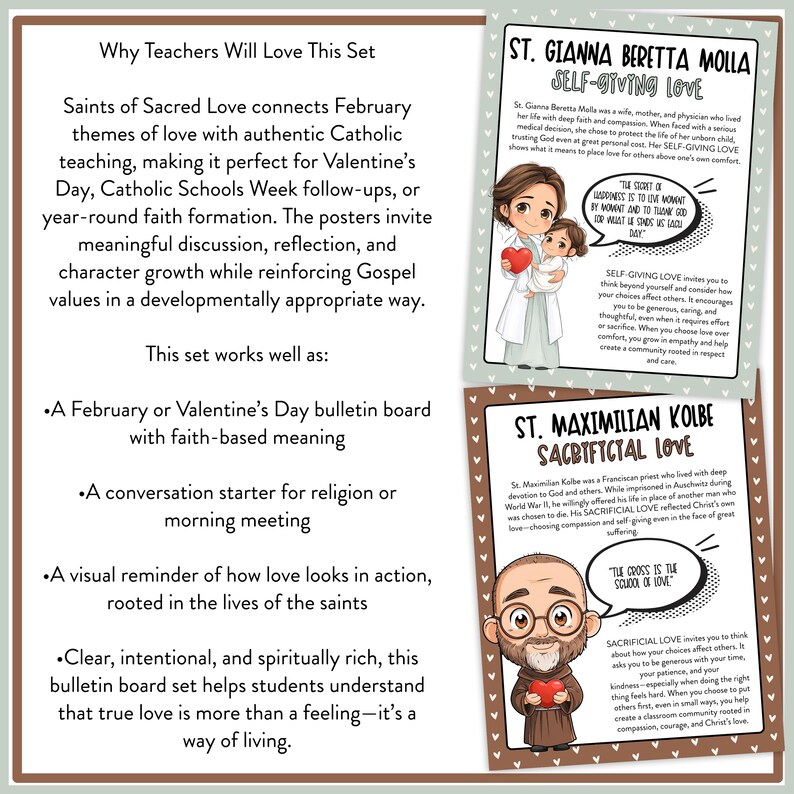 Catholic Saints Valentine Bulletin Board | Saints of Sacred Love Poster ...