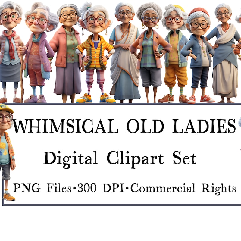 Funny Old Lady Clipart - Etsy